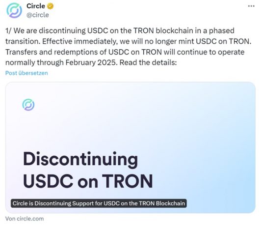 Circle: USDC trên Tron sẽ dần bị loại bỏ - BitcoinVN News